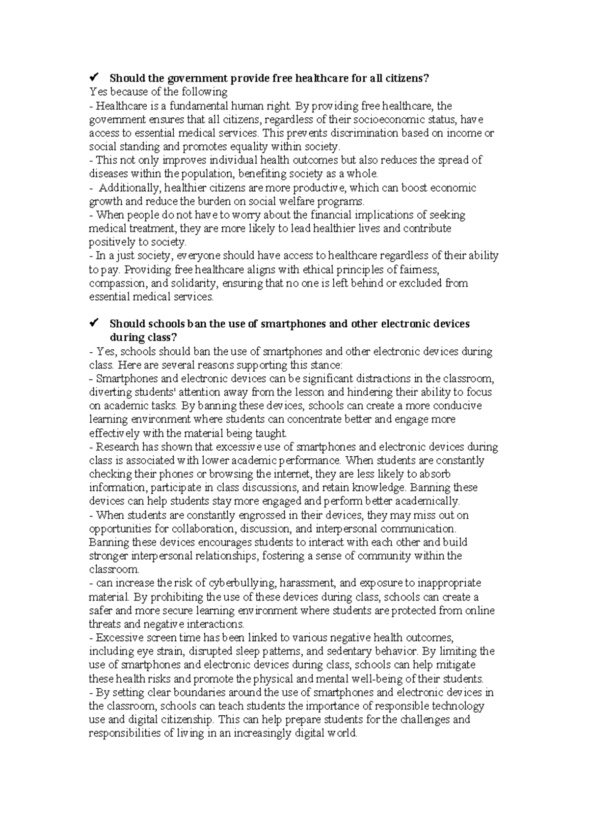 Debate - Should the government provide free healthcare for all citizens ...