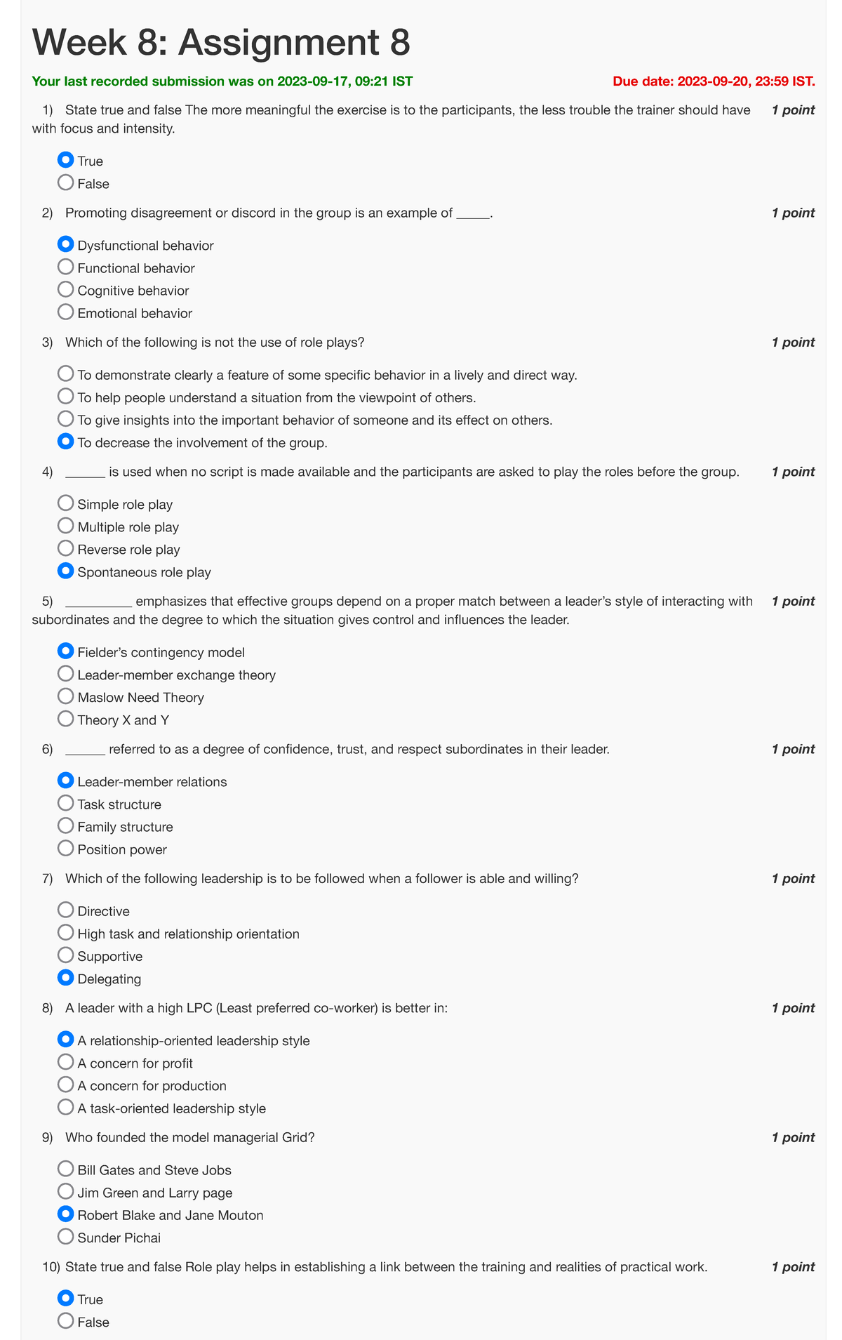 Week 8 - 1 ) 1 point 2 ) 1 point 3 ) 1 point 4 ) 1 point 5 ) 1 point 6 ) 1 point 7 ) 1 point 8 ...