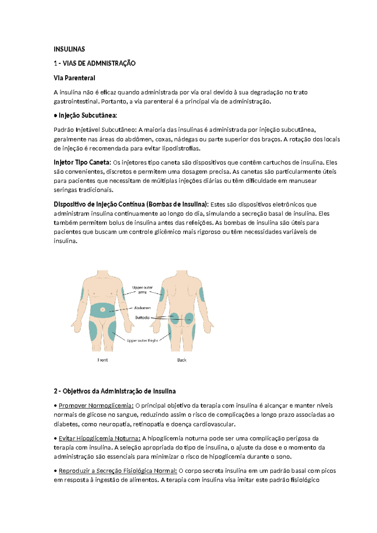 Resumo Insulinas - fwefe - INSULINAS 1 - VIAS DE ADMNISTRAÇÃO Via ...