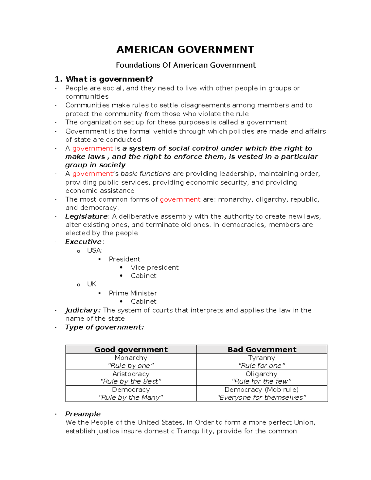American Government - What is government? People are social, and they ...
