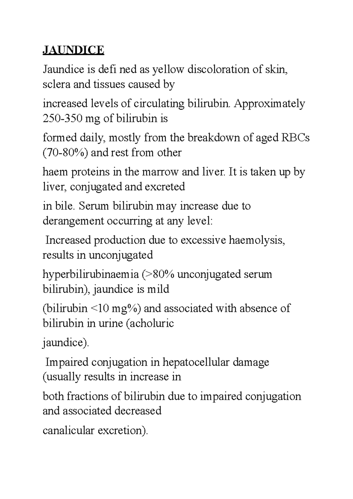Jaundice - JAUNDICE Jaundice is defi ned as yellow discoloration of ...