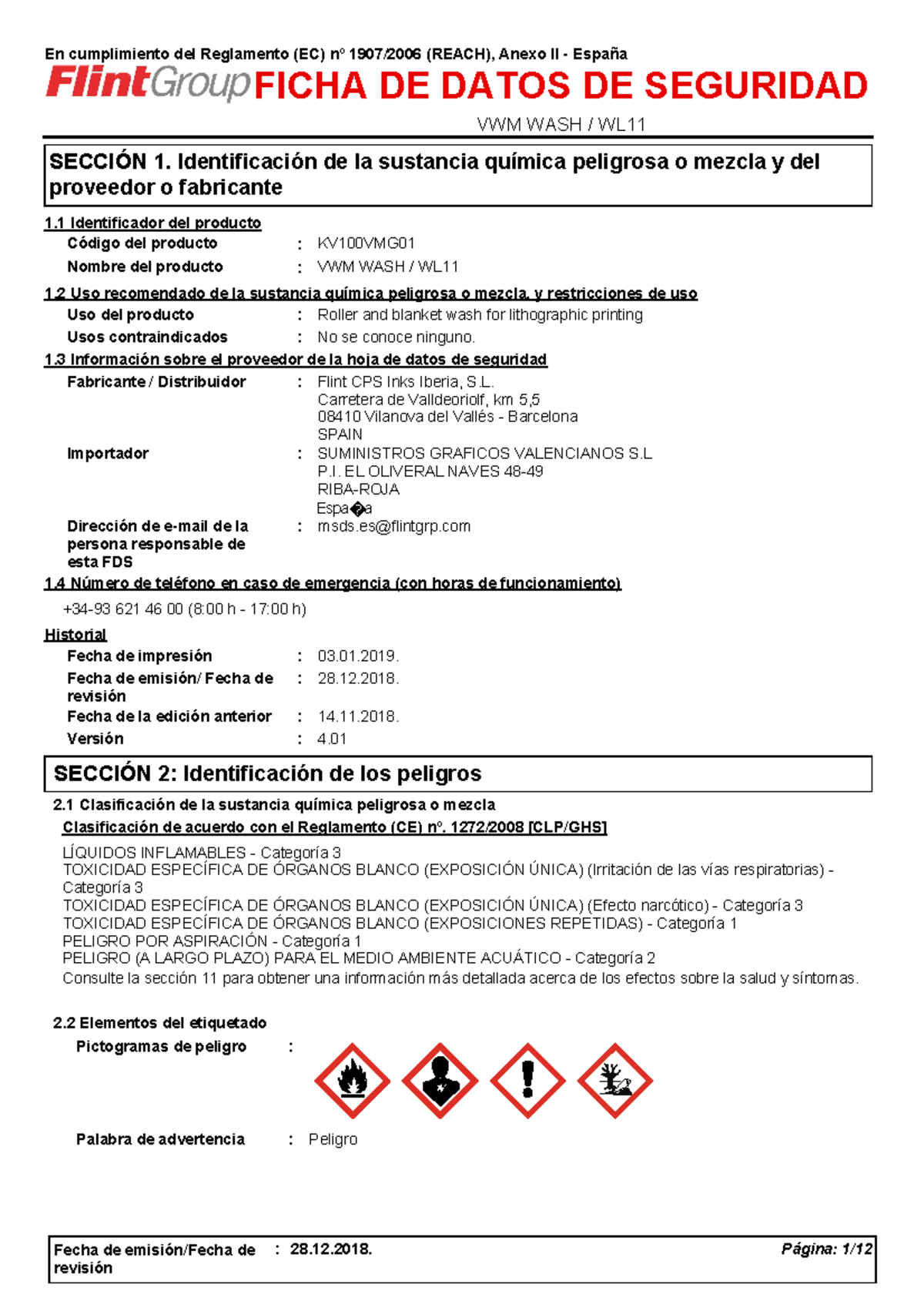 WASH WL11 - hoja de seguridad - FICHA DE DATOS DE SEGURIDAD VWM WASH ...
