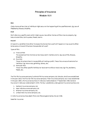 Principles of Insurance-Module 5&6 - © ALGEBROS CENTRE FOR INSURANCE ...
