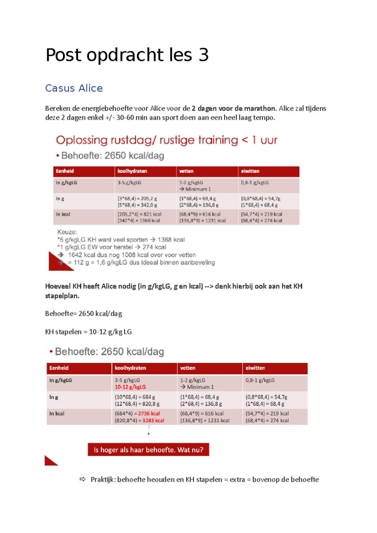 Post opdracht les 3 - oefening - Post opdracht les 3 Casus Alice ...
