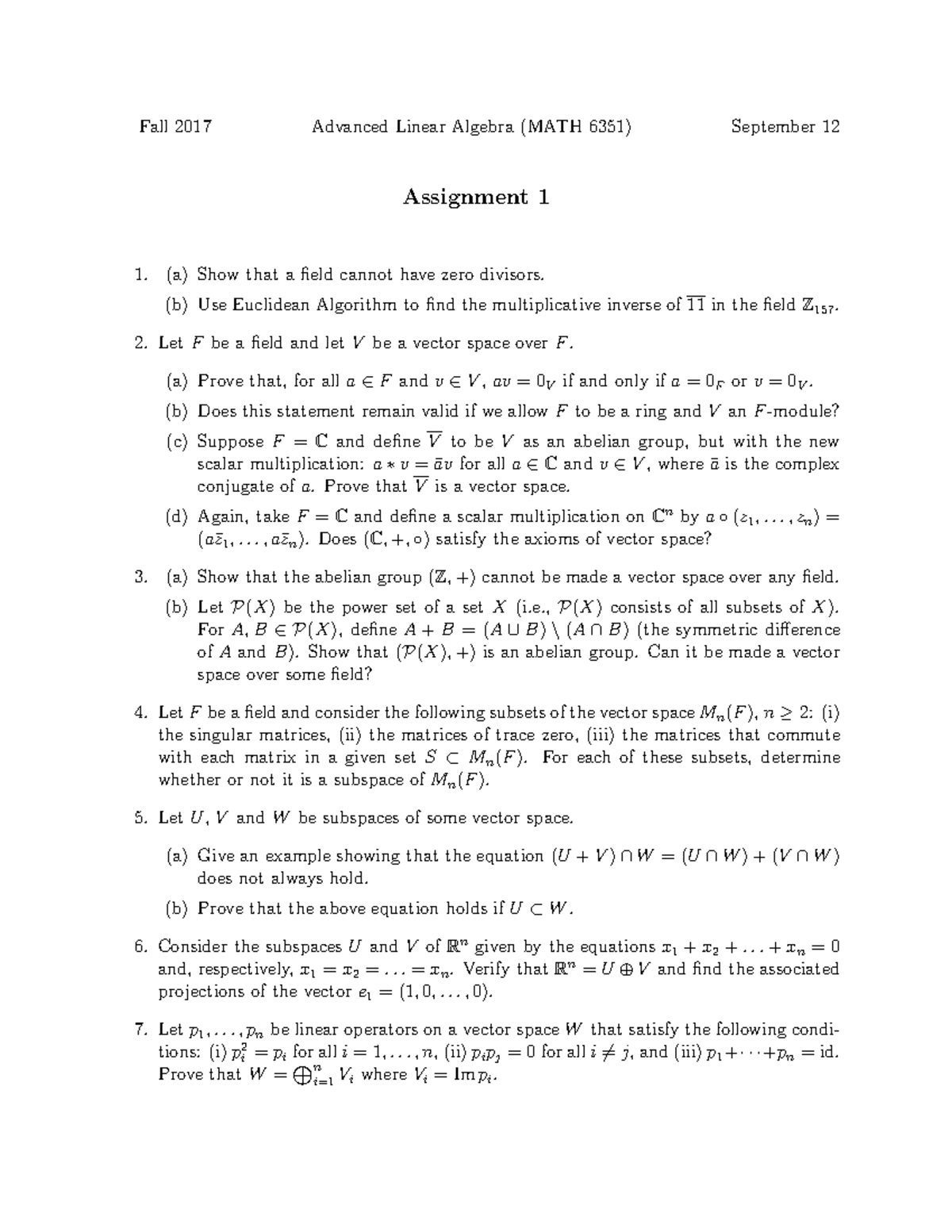Assignment 1 - due September 12, 2017 - Fall 2017 Advanced Linear ...