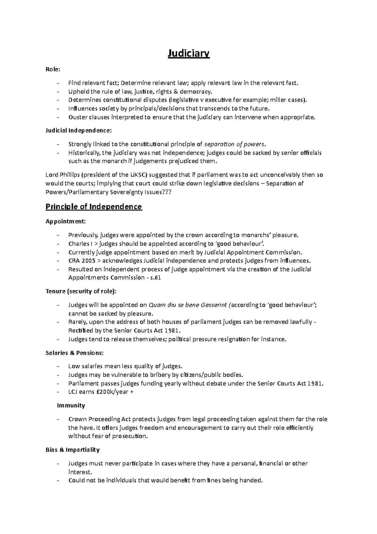 The Judiciary NEW Notes - Judiciary Role: - Find relevant fact ...