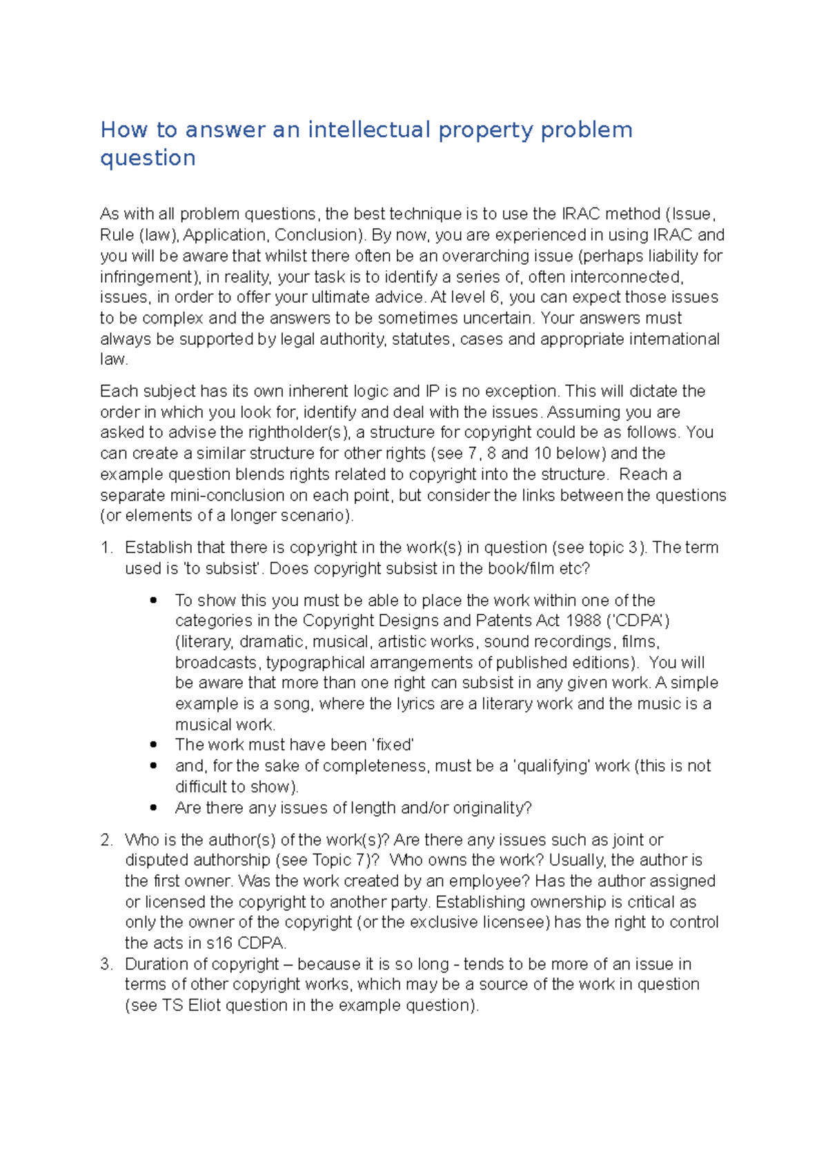 How to answer an IP problem question - How to answer an intellectual ...