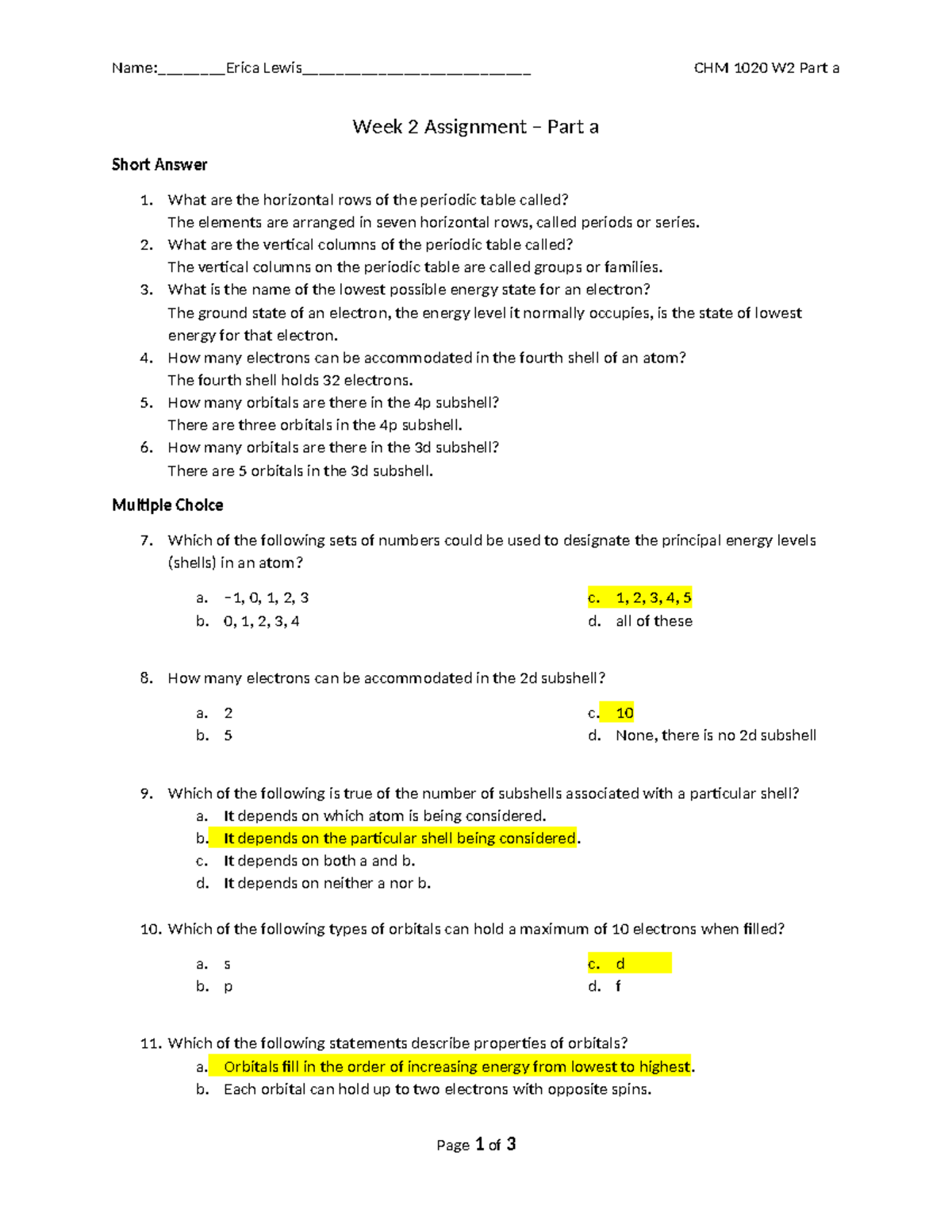 Week 2 Assignment - Part Aaa - Name:Erica Lewis___________________ CHM 1020 W2 Part a Week 2 ...