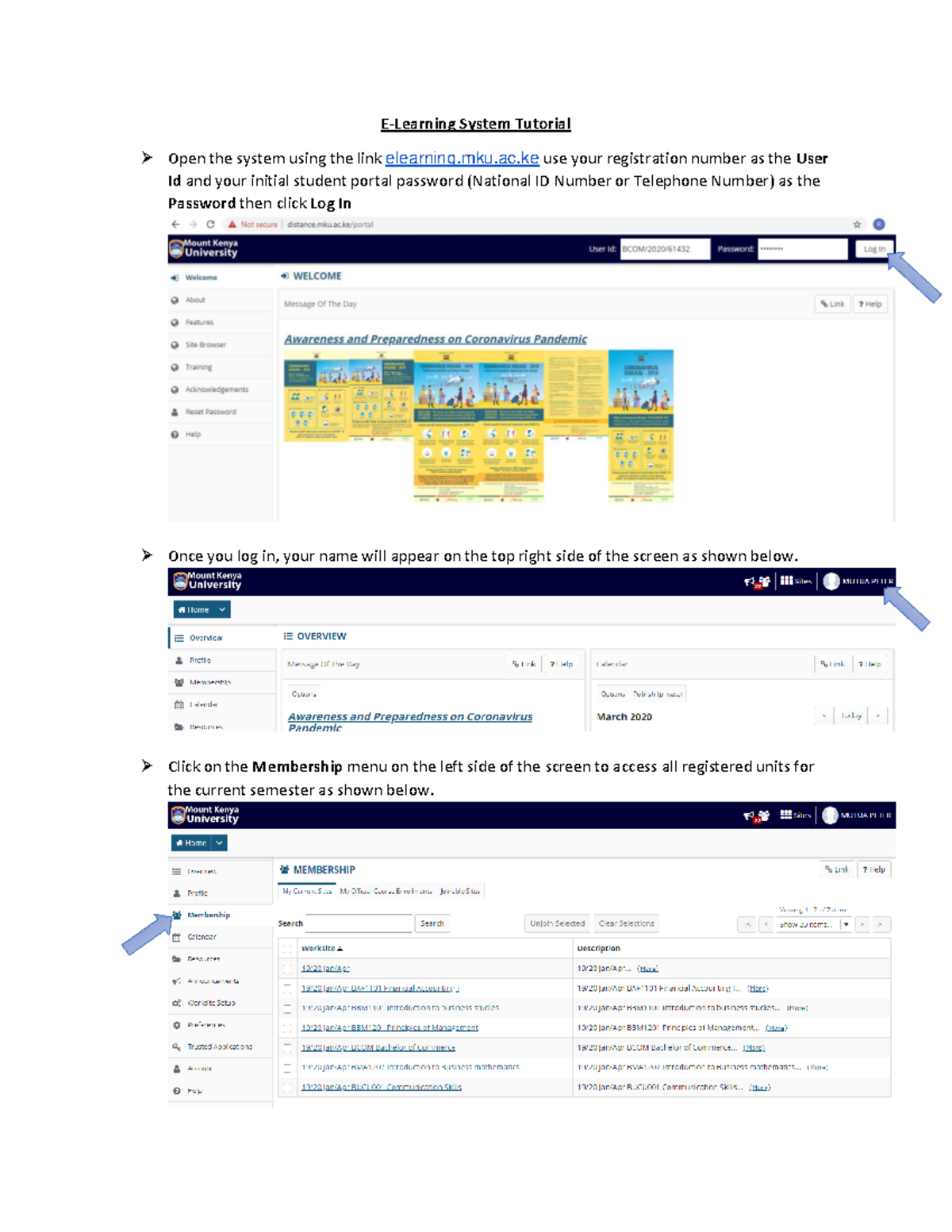 E-Learning-Students-Tutorial - E-Learning System Tutorial Open the ...