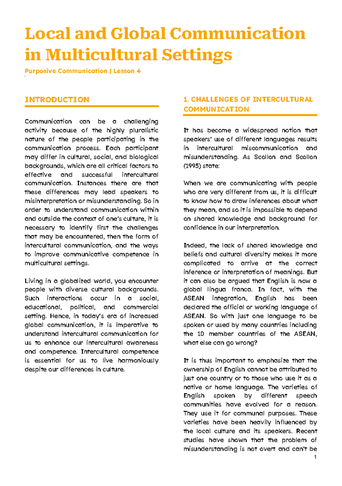 Purcomm Lesson 4 - Local and Global Communication in Multicultural ...