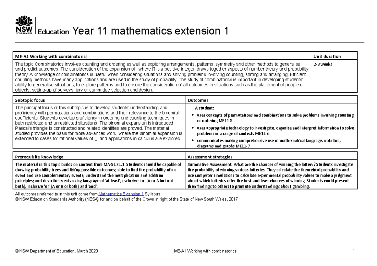 Me-a1-combinatorics - good - Year 11 mathematics extension 1 ME-A1 ...