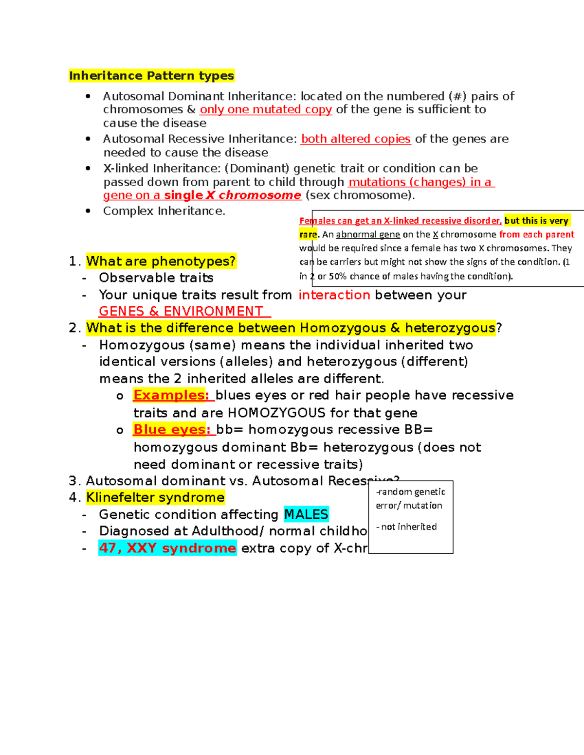 Inheritance Pattern types - Complex Inheritance. 1. What are phenotypes ...