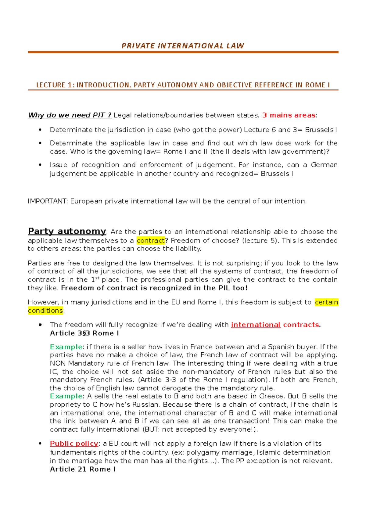 Private international law - PRIVATE INTERNATIONAL LAW LECTURE 1 ...