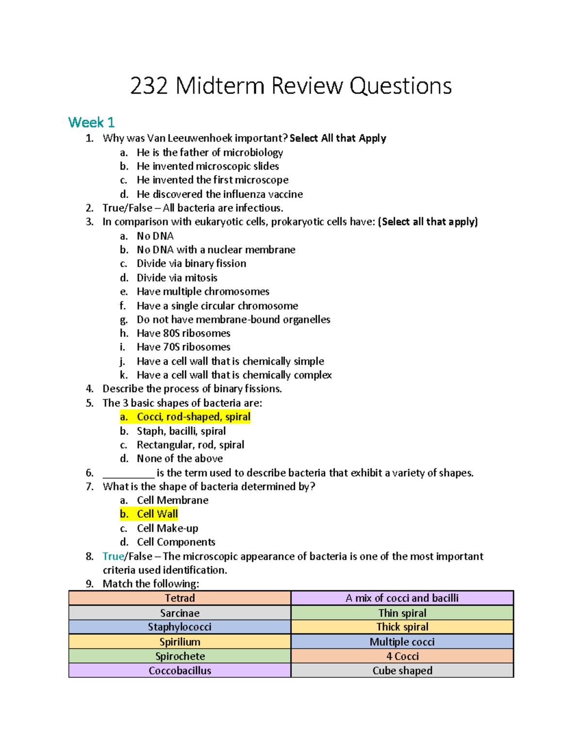 232 Midterm Review Questions - 232 Midterm Review Questions Week 1 Why ...