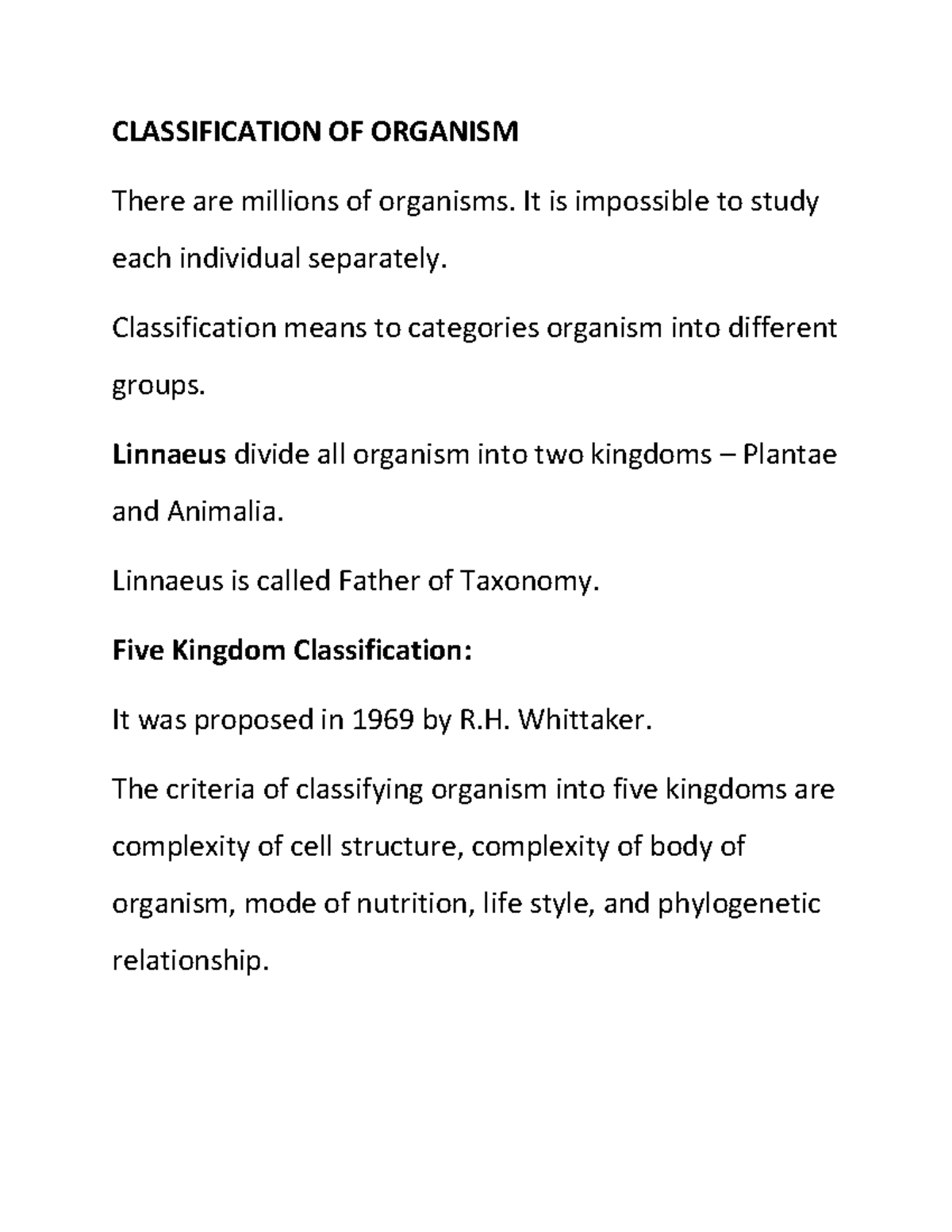 Five Kingdom Classification Classification Of Organism There Are Millions Of Organisms It Is 