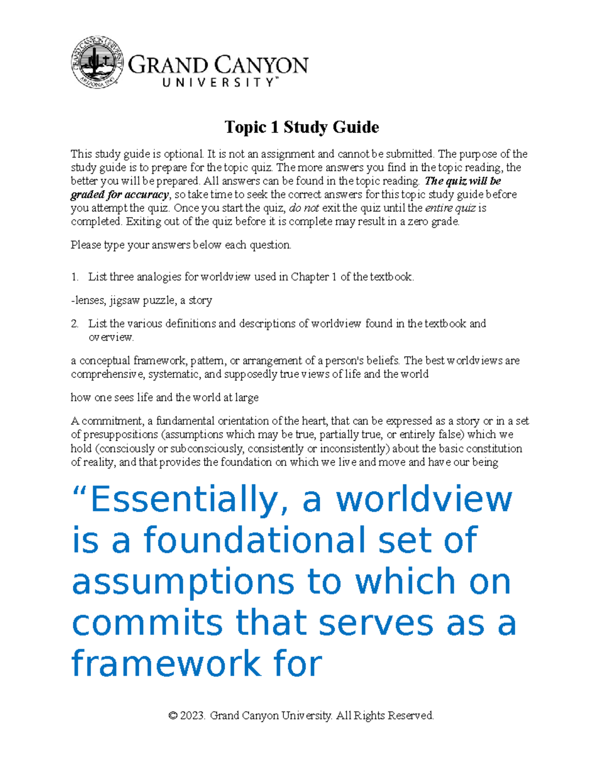 CWV 101 301 RS T1Study Guide Online - Topic 1 Study Guide This study ...
