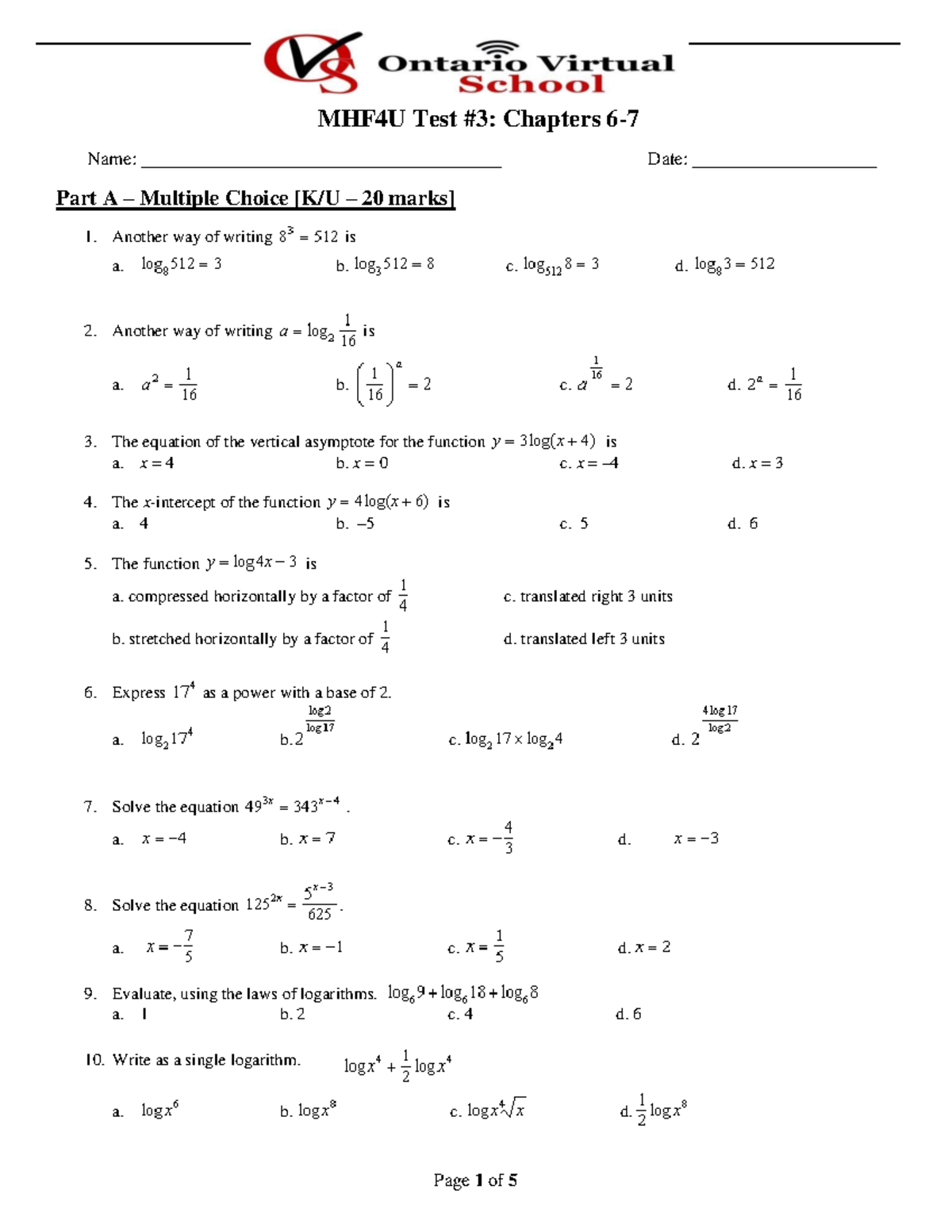 1669181968-OVS MHF4U T3d - MHF4U Test #3: Chapters 6- Name: Part A ...