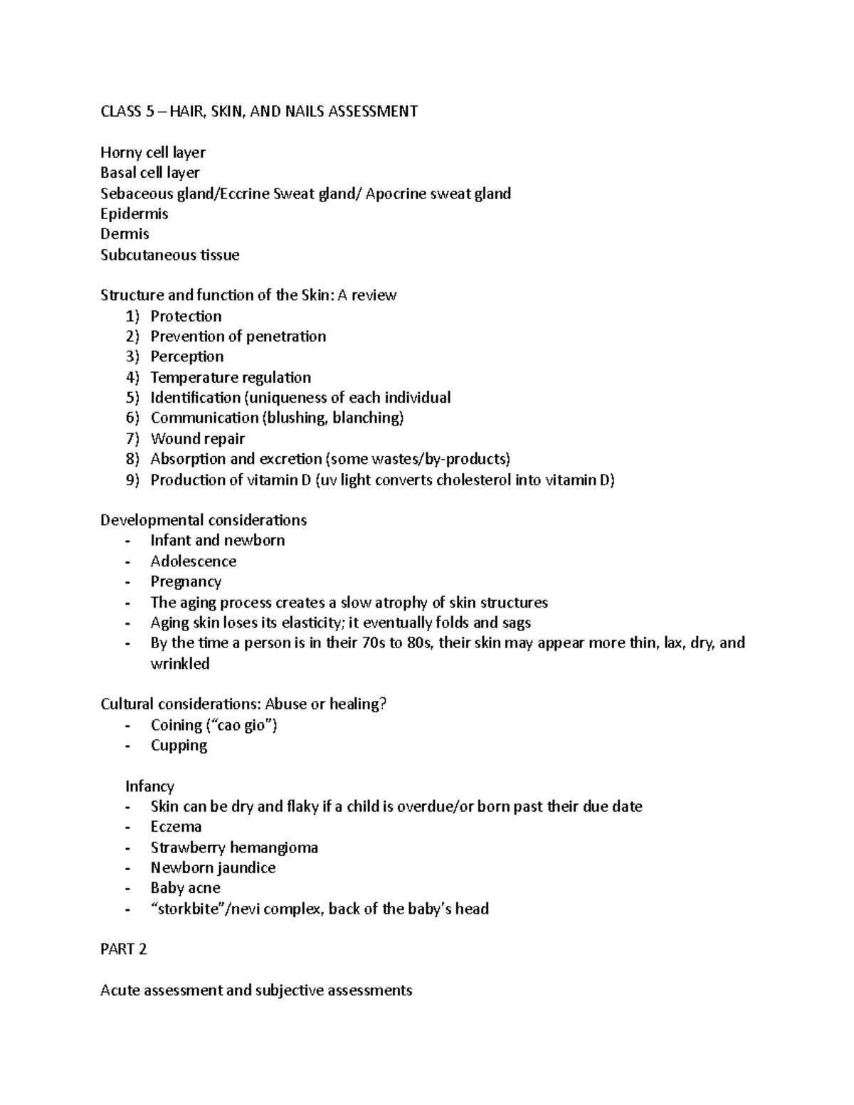 Class 5 - SKIN HAIR Nails - CLASS 5 – HAIR, SKIN, AND NAILS ASSESSMENT ...