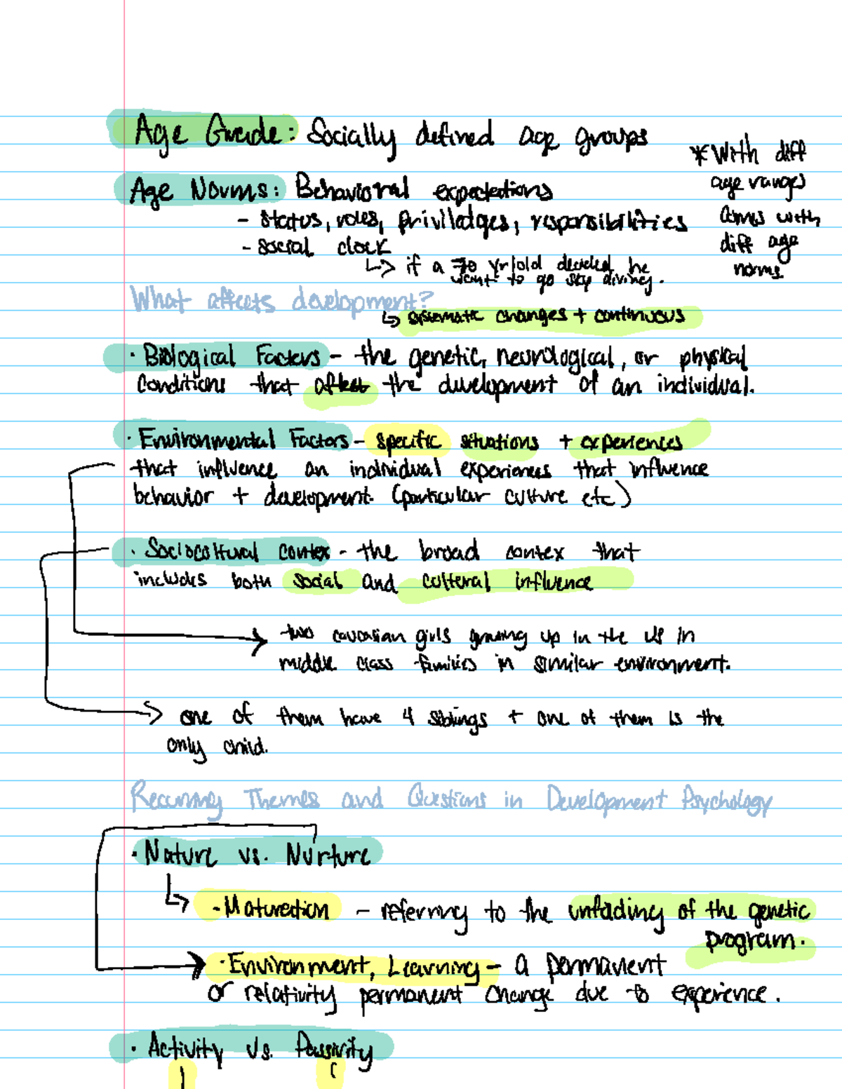 CH 1&2 - Notes - Age Grade Socially defined age groups with diff Age ...