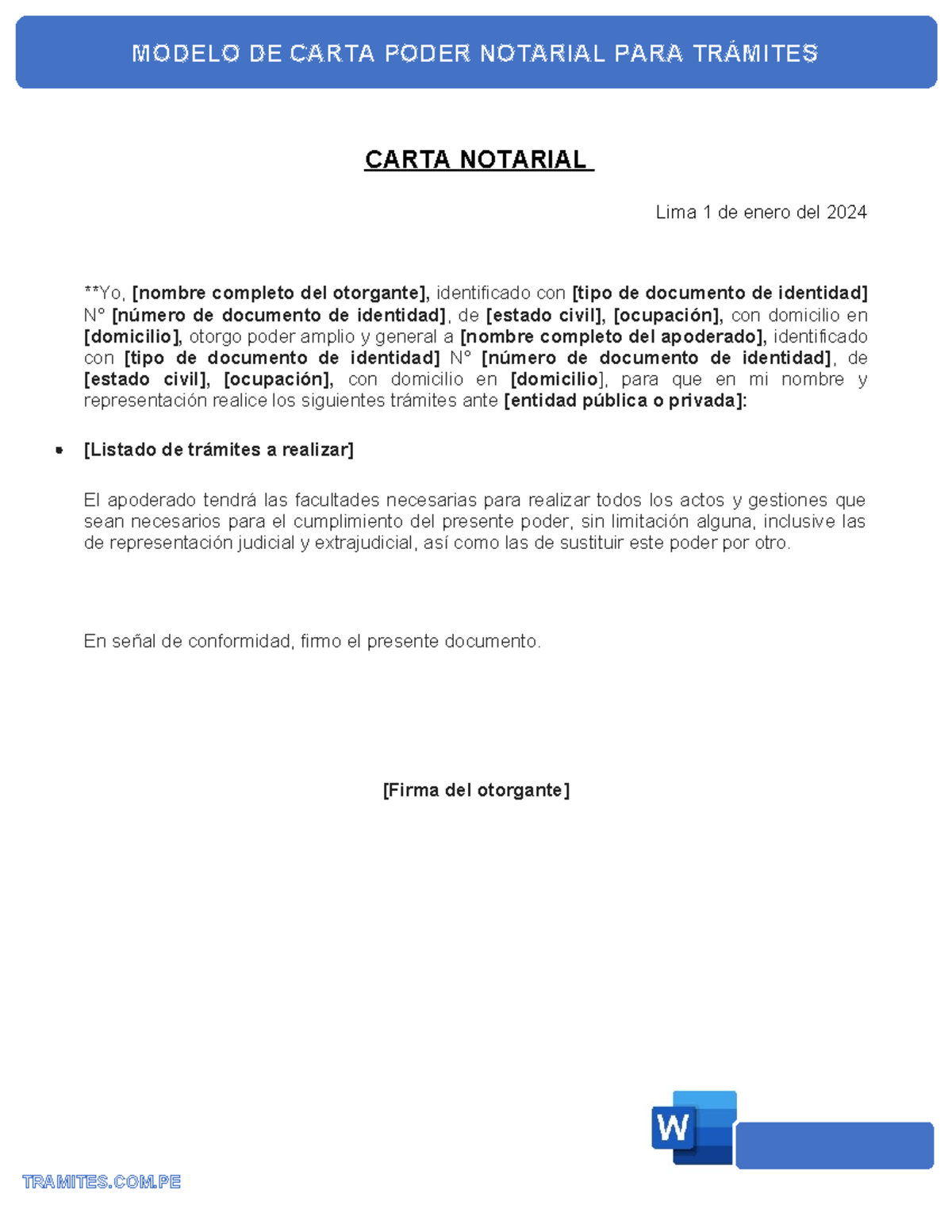 Modelo DE Carta Poder Notarial PARA Tramites - MODELO DE CARTA PODER ...