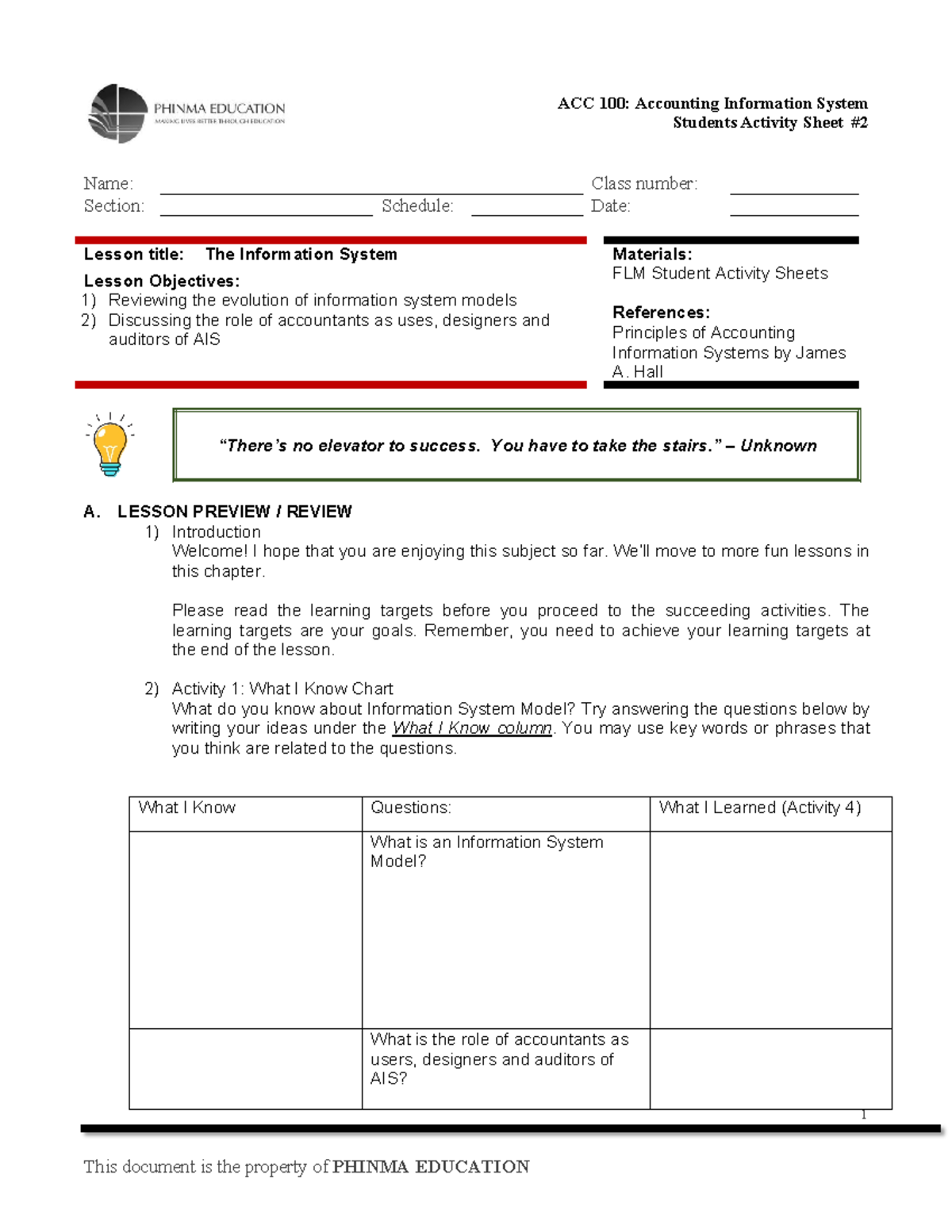 SAS#2-ACC100 - Notes - Students Activity Sheet Name: Class number ...