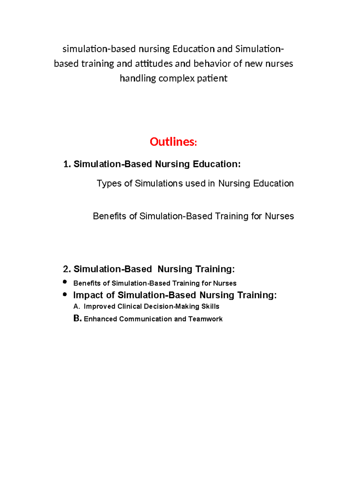 Powerpoint - simulation-based nursing Education and Simulation- based ...
