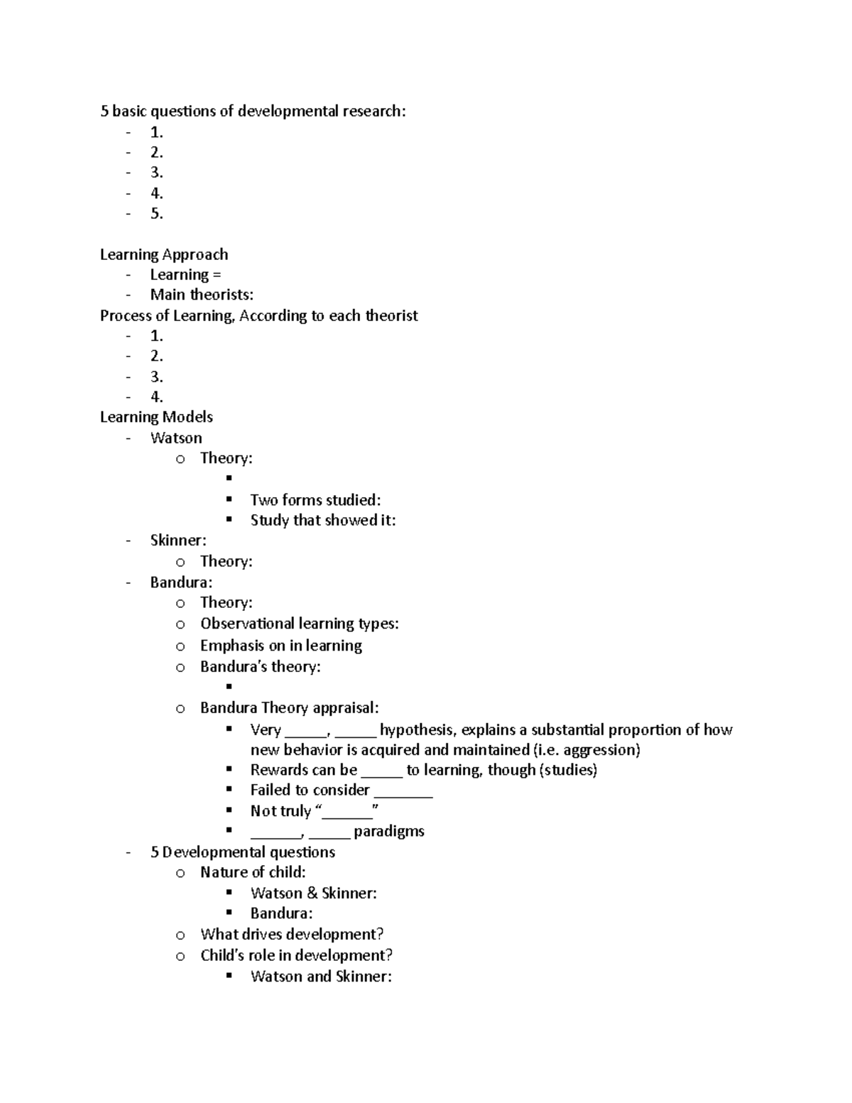 S&P Development Study Guide - 5 basic questions of developmental ...