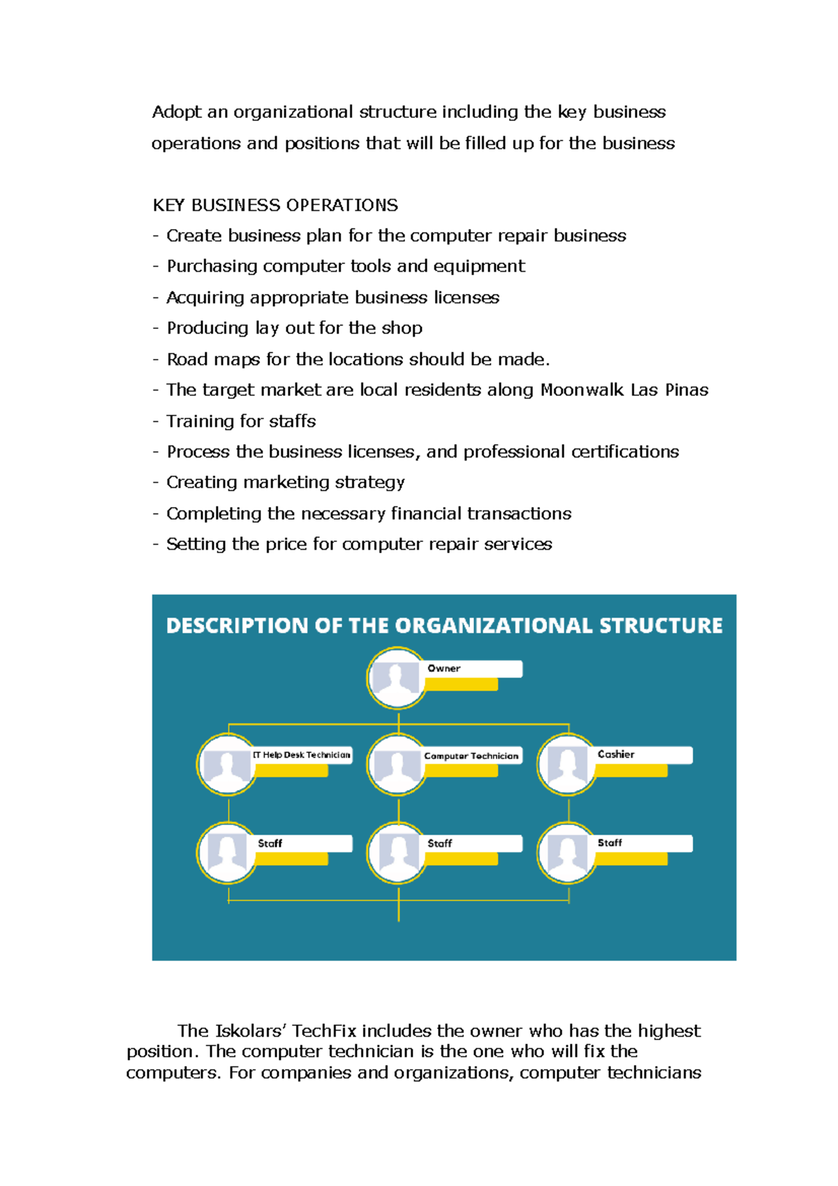 Org - Business - Adopt an organizational structure including the key ...