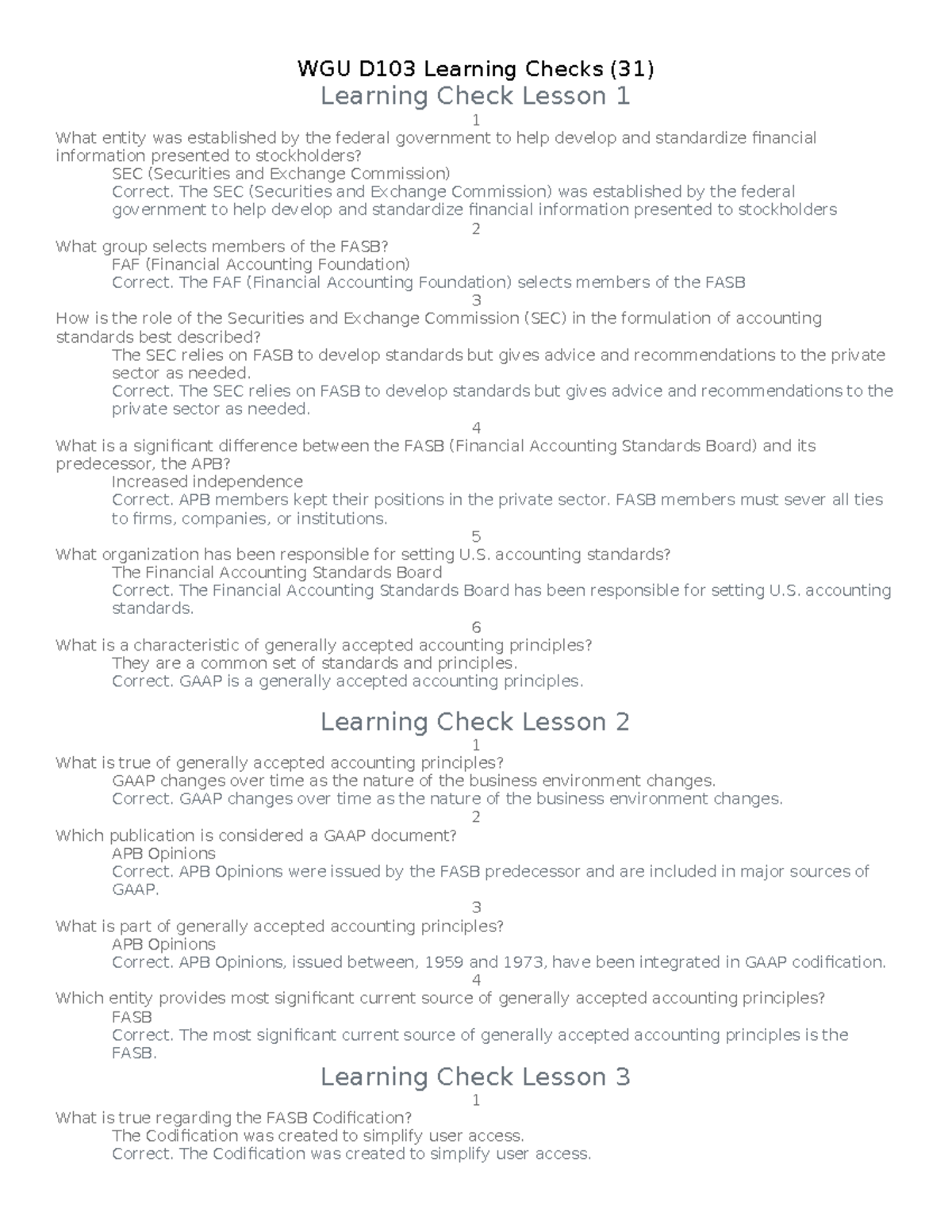 WGU D103 Learning Checks - The SEC (Securities and Exchange Commission ...