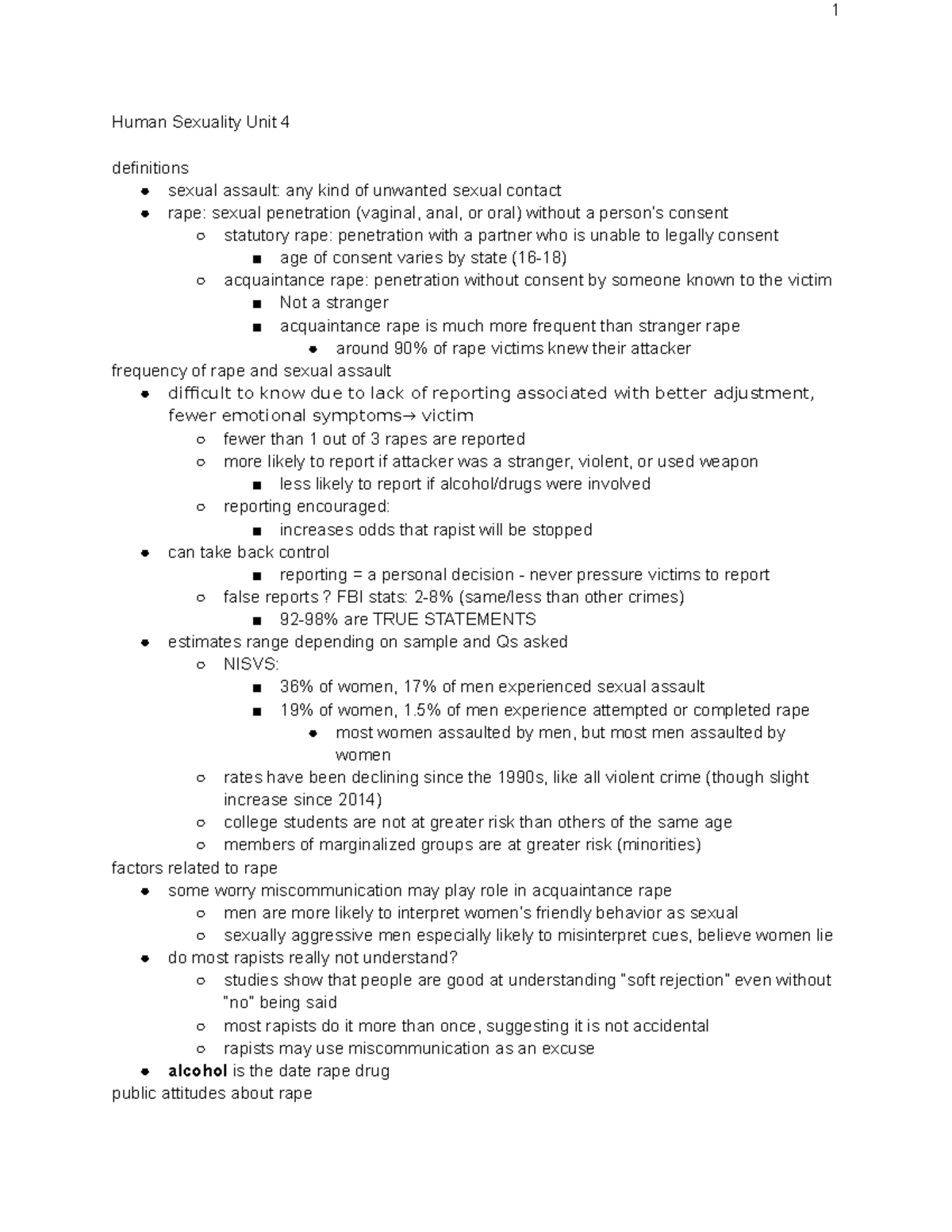 Unit 4/Test 4 notes - 1 Human Sexuality Unit 4 definitions sexual ...