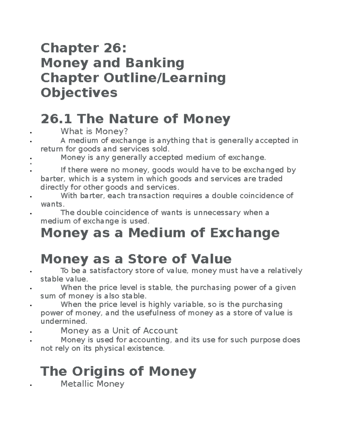 Chapter 26 - Lecture notes 26 - Chapter 26: Money and Banking Chapter ...