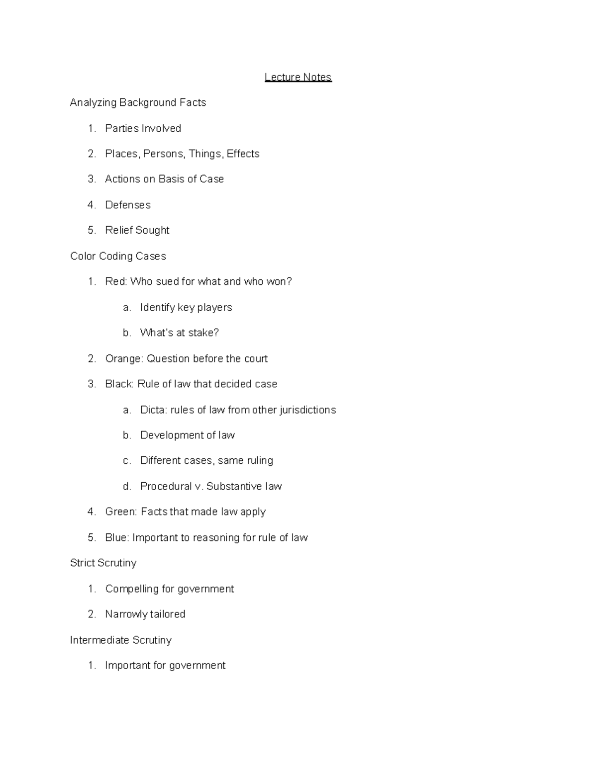 Introduction to Legal Analysis - Lecture Notes Analyzing Background ...