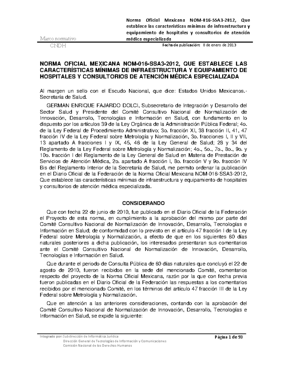 JUR-2017 0331-NOR28 - Norma 016 infraestructura hospitalaria - Marco ...