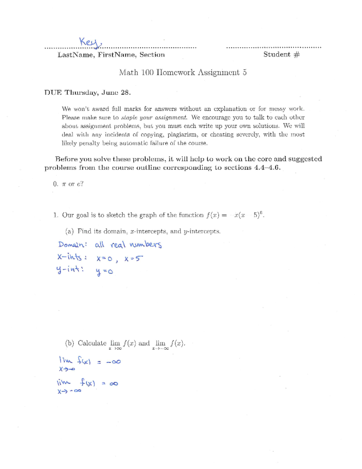 Homework 5-solutions - Math100 - Studocu