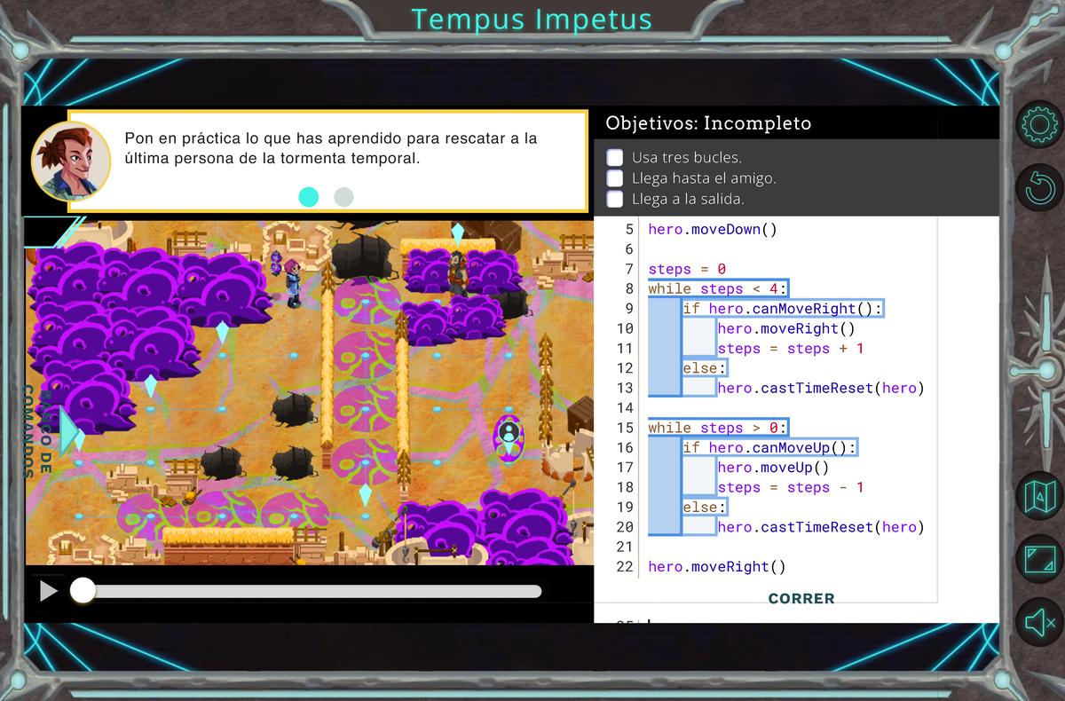 Tempus Impetus - Ozaria 3 - hero() steps = 0 while steps
