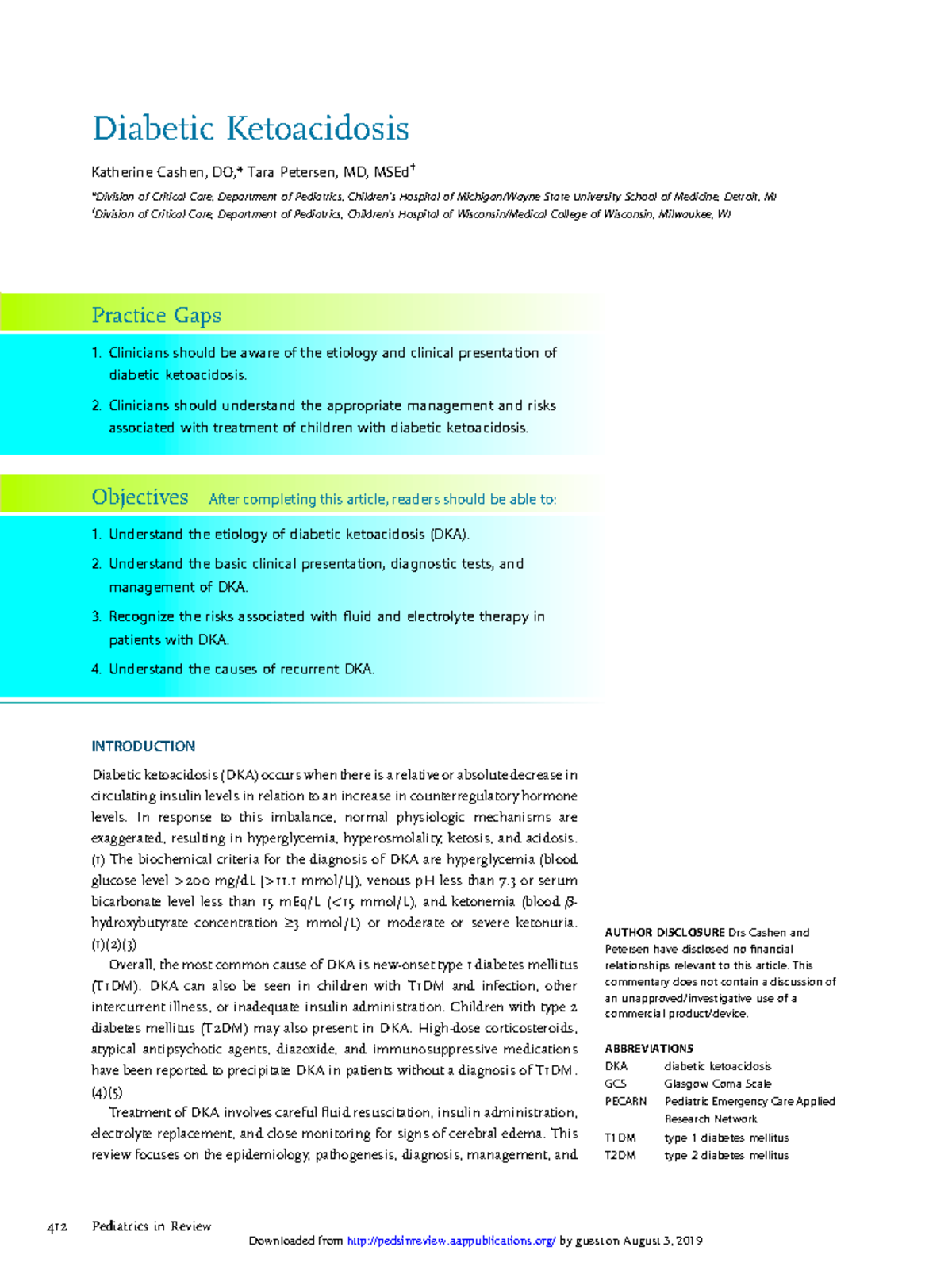 Diabetic Ketoacidosis American Academy of Pediatrics 2019 - Diabetic ...