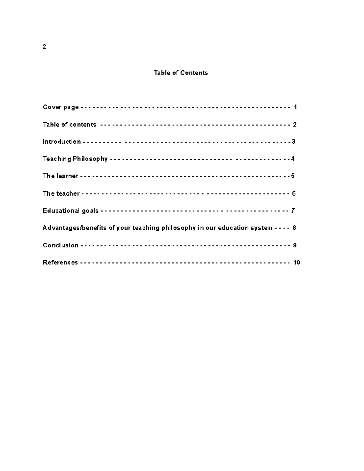 EDUC-55 Final- Paper - Table of Contents Cover page - Table of contents ...