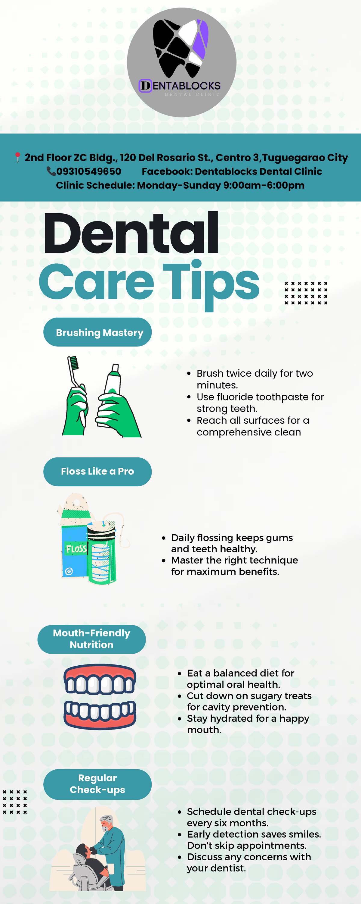 White Green Modern Dental Care Tips Infographic - Dental Care Tips ...