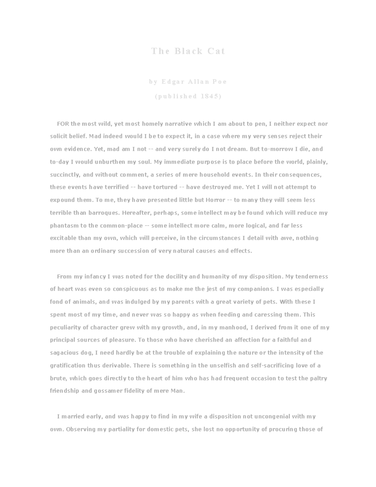 Black Cat - The Black Cat by Edgar Allan Poe (published 1845) - Studocu