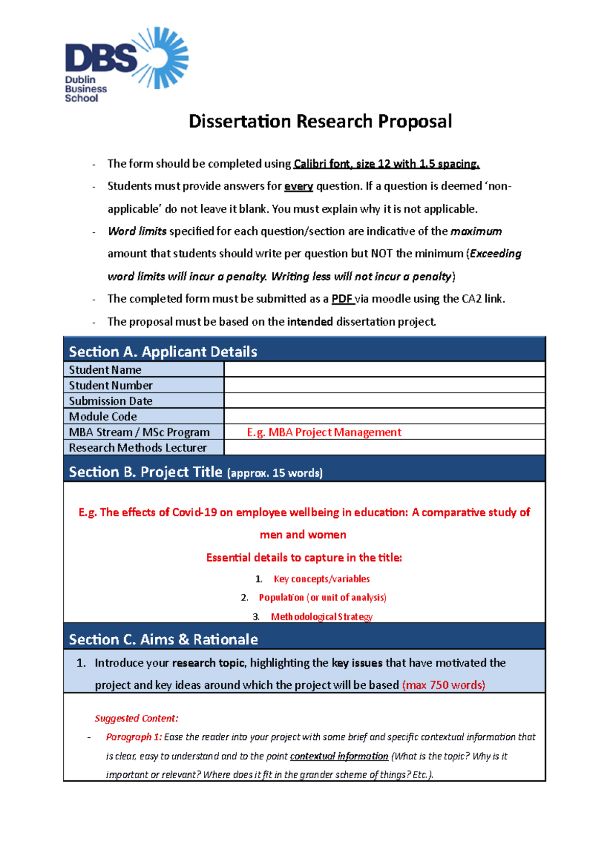 Research Proposal Form - Dissertation Research Proposal - The form ...