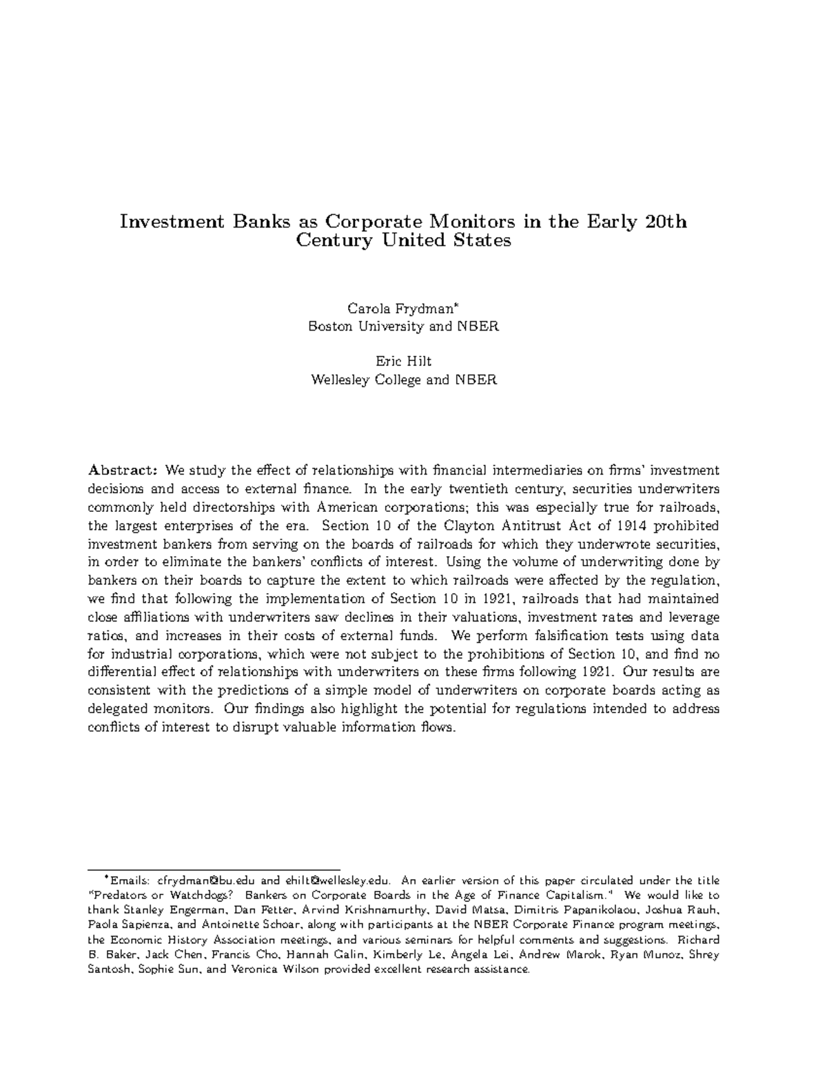 Corporation monitors of banking - Investment Banks as Corporate ...