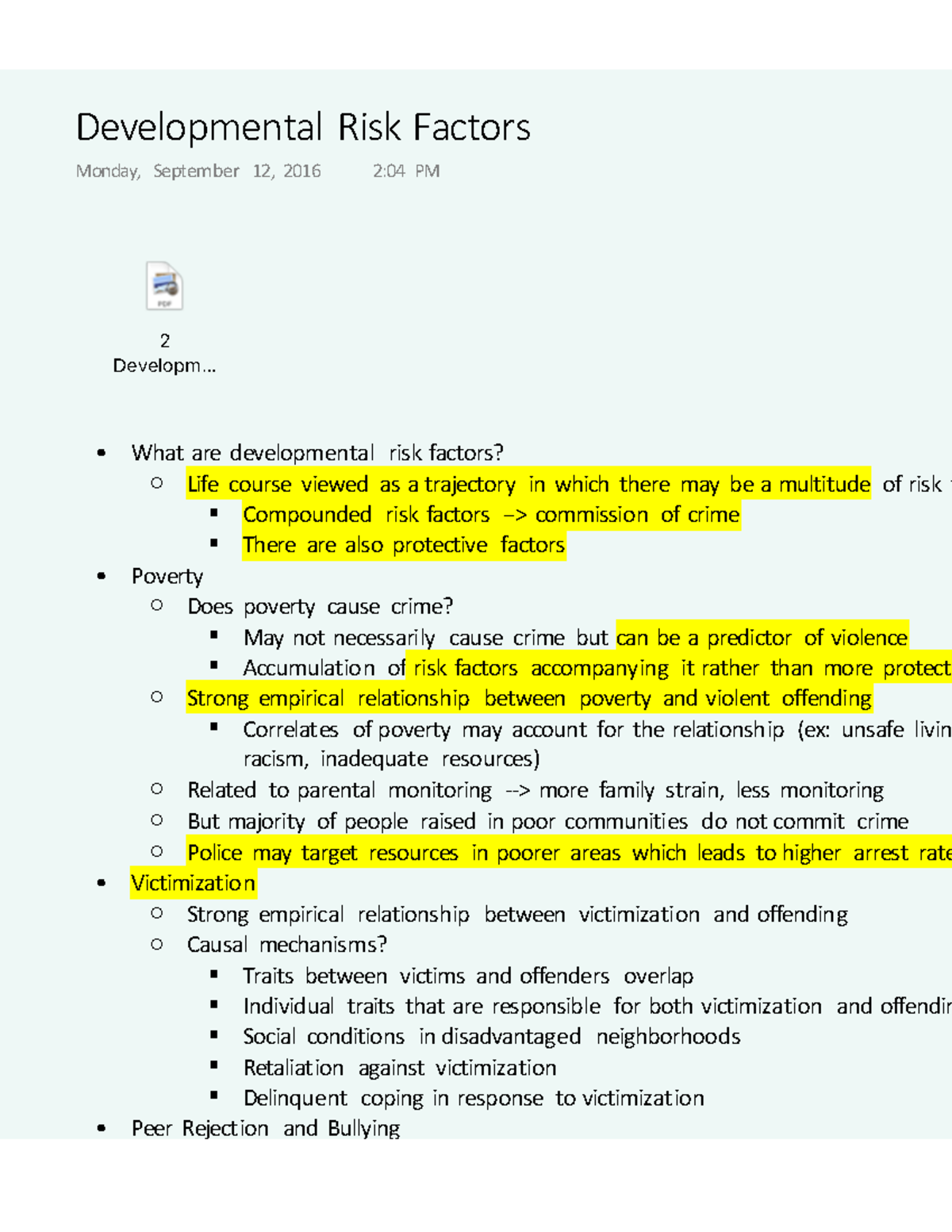 Developmental Risk Factors - § Compounded risk factors -> commission of ...