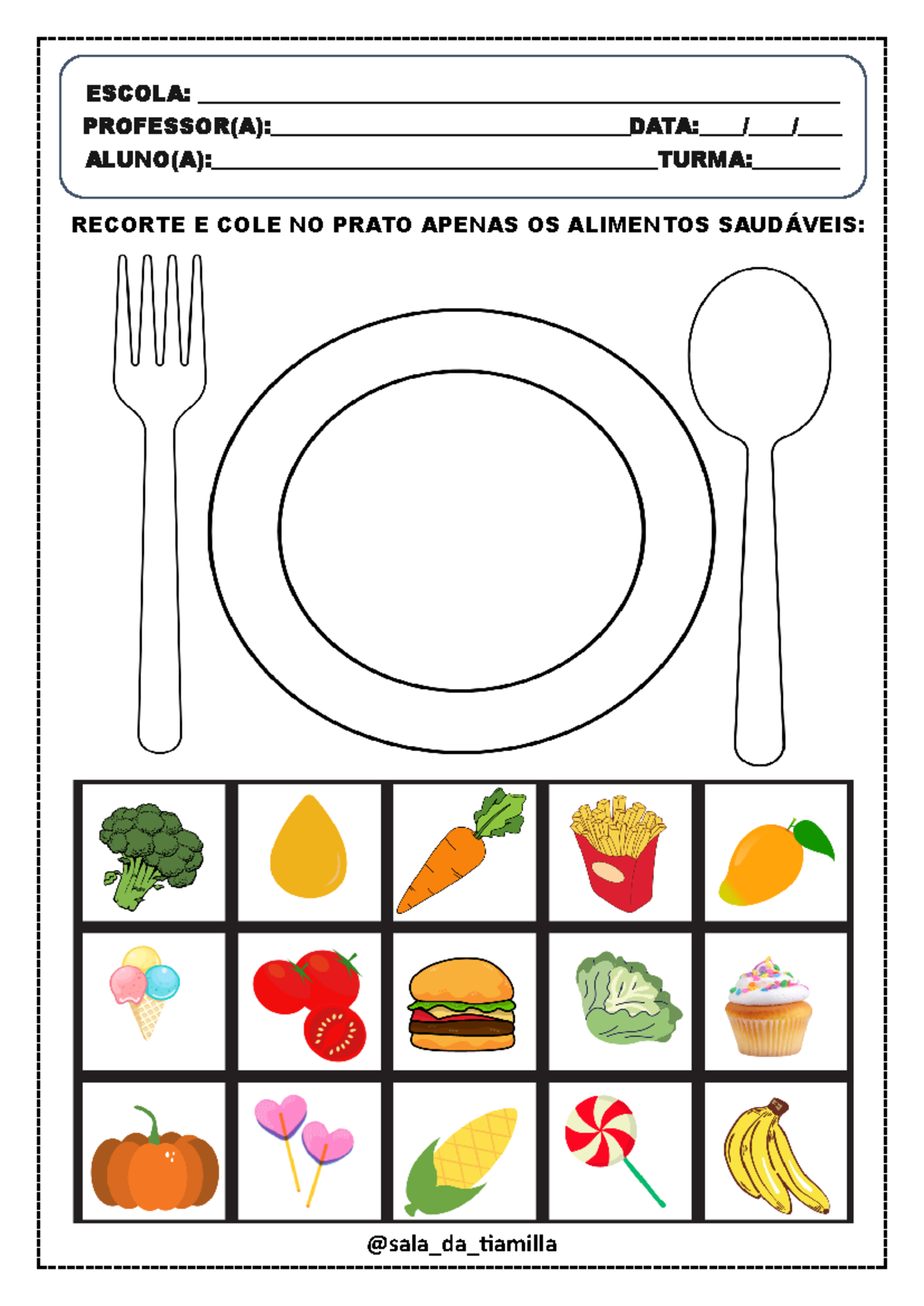 Alimentação Saudavel - Psicologia - RECORTE E COLE NO PRATO APENAS OS ...