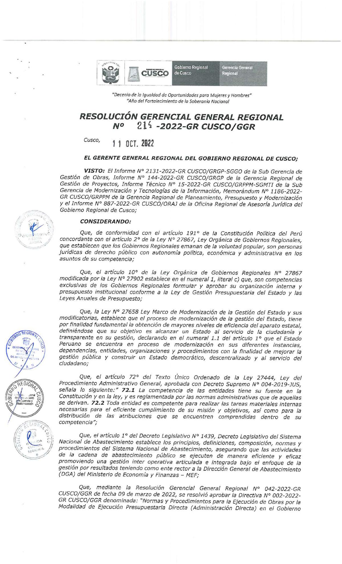 RGG - RESOLUCION GERENCIAL GENERAL REGIONAL - 2014-2022 - Legislación ...