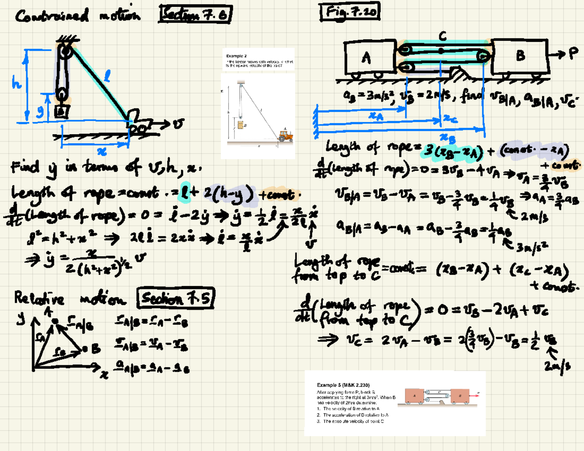 Engmech 2023s2lect14 - lecture notes - Constrained motion en 7. 6 Fi ...