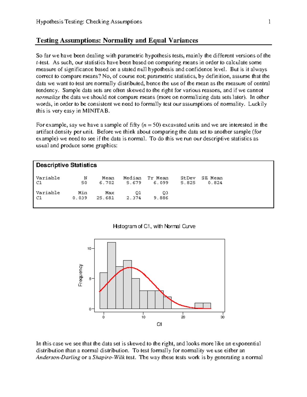 Testingassumptions - Normality Testing of Distributions - Testing ...