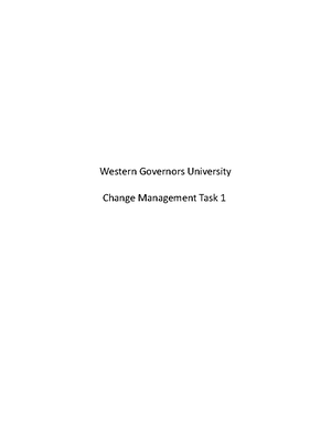 WGU C721 Change Management Task 1 - Bryce Johnson Student # Change ...
