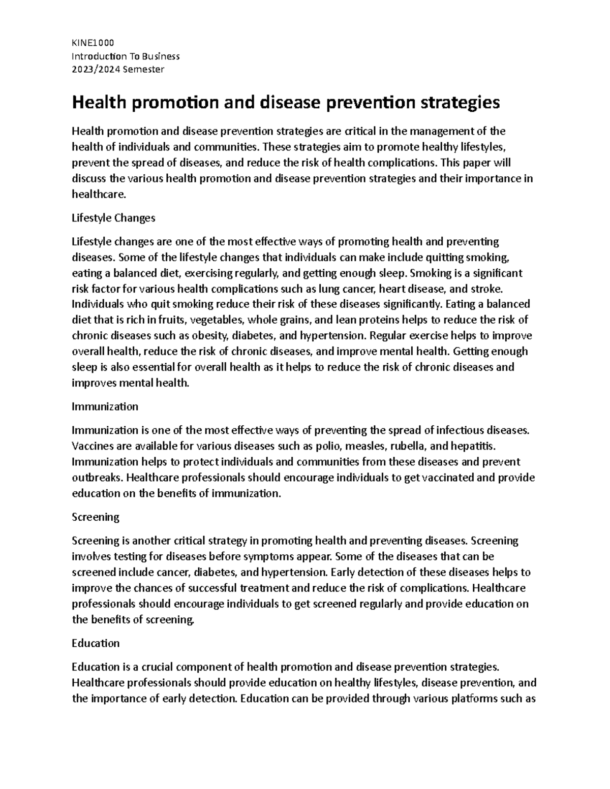 Health promotion and disease prevention strategies - These strategies ...