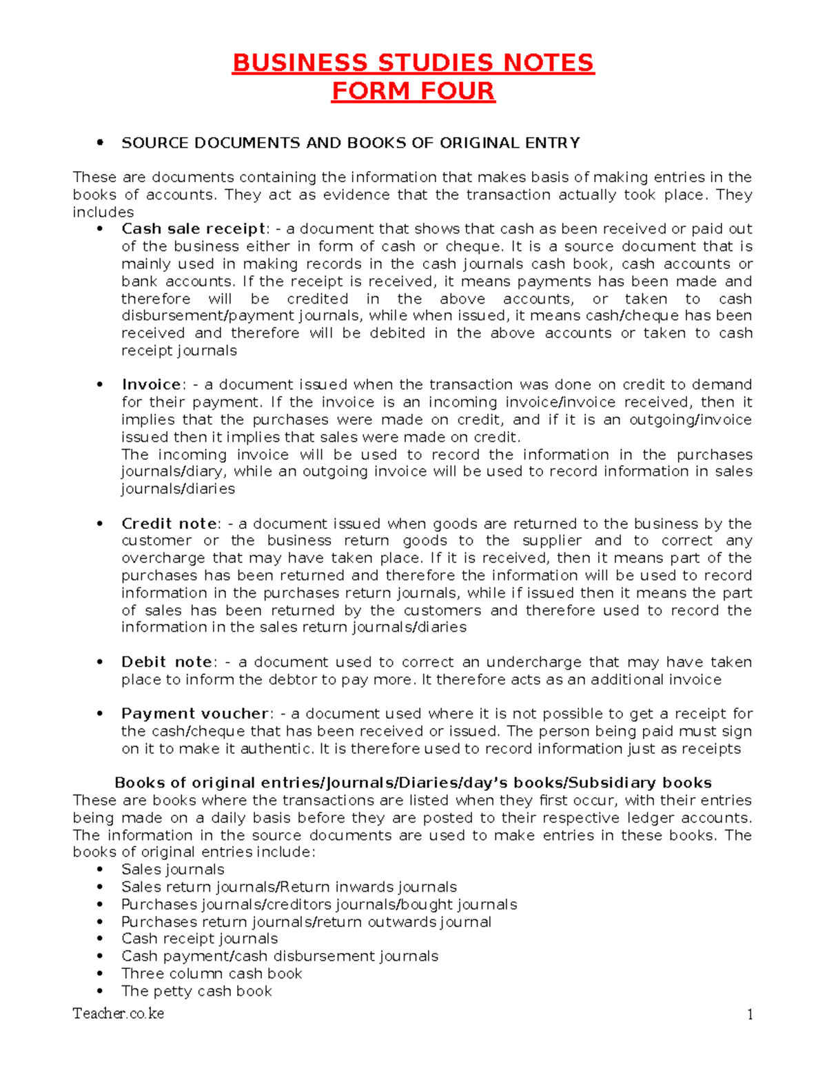 Business Studies Notes F4 - BUSINESS STUDIES NOTES FORM FOUR SOURCE ...