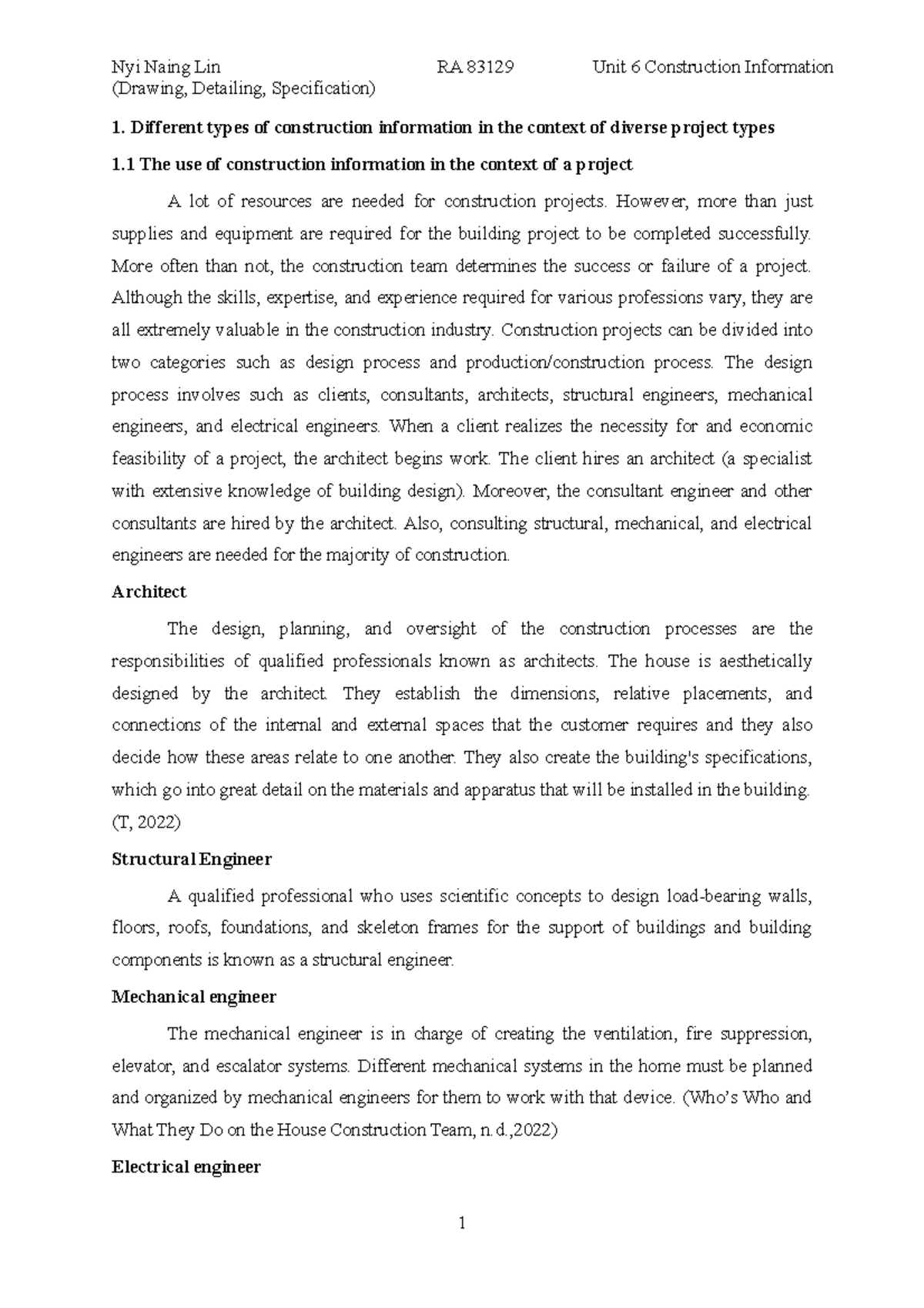 11 - construction information - (Drawing, Detailing, Specification ...